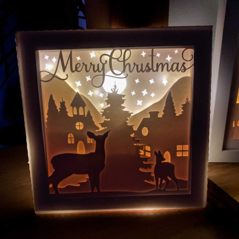 DIY 3D Christmas Shadowbox & Frame with Lights - Daily Dose of DIY