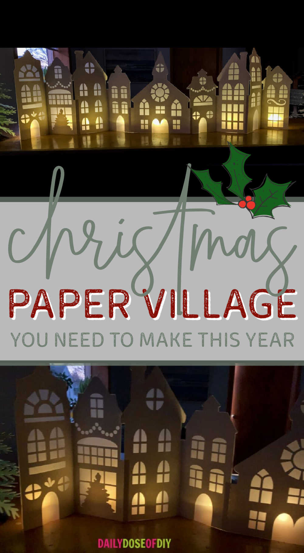 Easy DIY Christmas Village made with Card Stock - Daily Dose of DIY